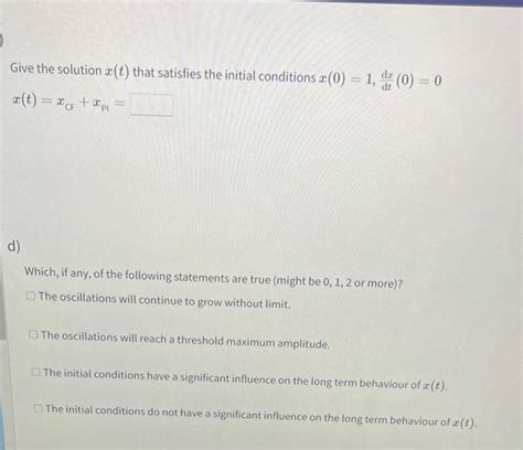 Solved The Linear Second Order Differential Equation