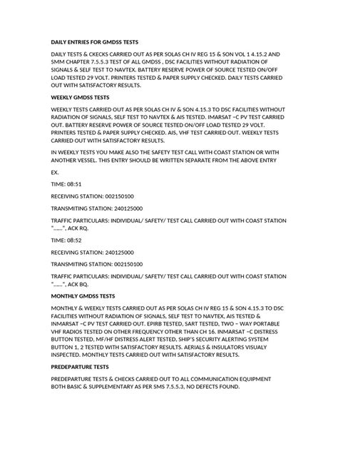 Gmdss Logbook Entries Pdf