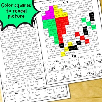 Spring 3 Digit By 1 Digit Multiplication Mystery Picture Activities