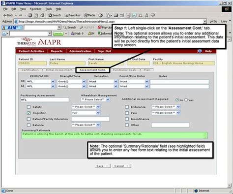 Step 7 Entering Additional Assessment Information