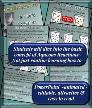 Chemical ReactionsNet Ionic Equations By Chemistry Corner TpT