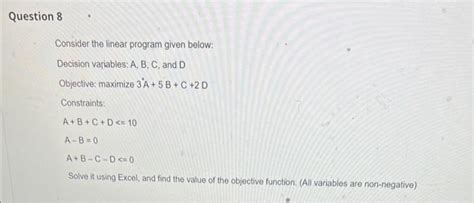 Solved Consider The Linear Program Given Below Decision Chegg