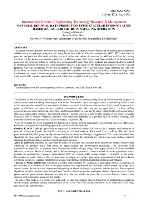 pdf material removal rate prediction using circular interpolation