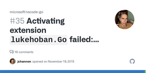 activating extension `lukehoban go` failed cannot find module users