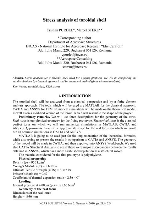 Pdf Stress Analysis Of Toroidal Shell