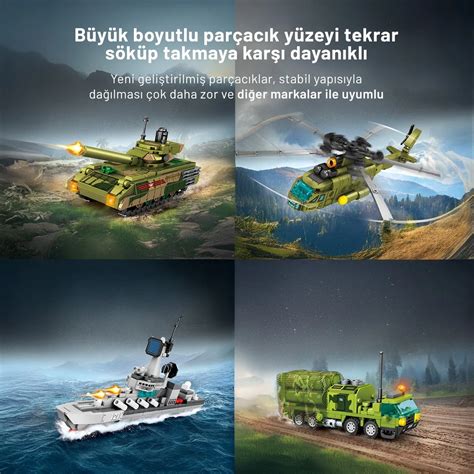 Sembo Block Sembo Block Survival Warfare 4lü Askeri Araçlar Yapı Bloğu Seti 792 Parça