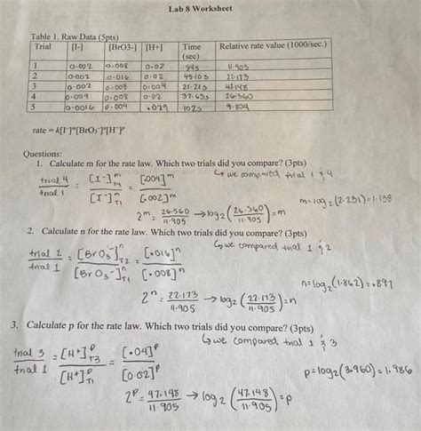 solved table 2 k′ values 2pts show an example of how