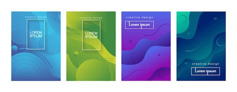 Premium Vector Abstract Minimal Geometric Gradient Cover Background Template Set