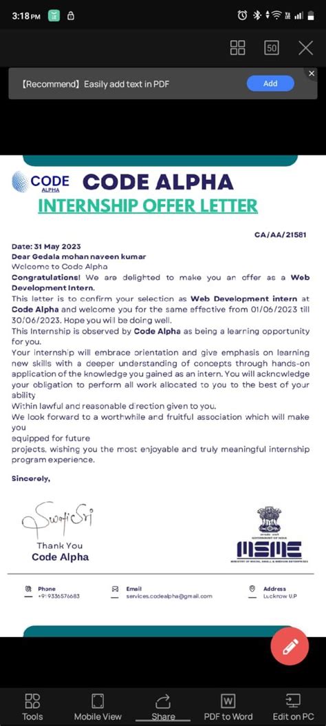 Mohan Naveen Kumar Gedala On Linkedin Codealpha