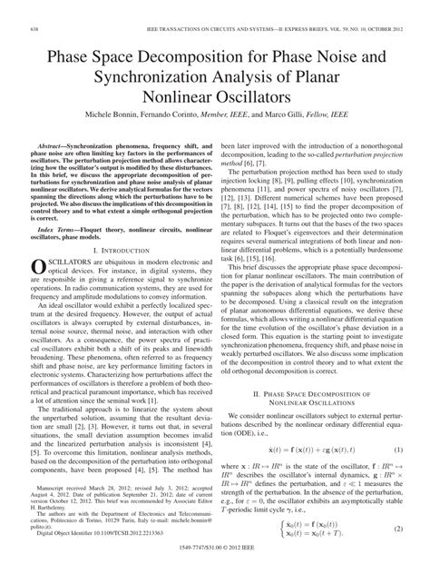 Pdf Phase Space Decomposition For Phase Noise And Synchronization Analysis Of Planar Nonlinear