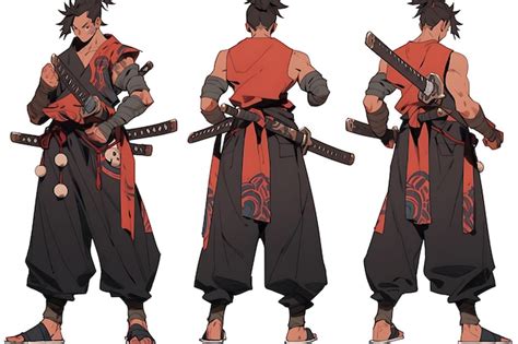 premium ai image 2d anime character concept art turnaround sheet