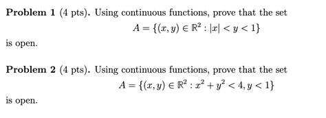 Solved Problem Pts Using Continuous Functions Prove Chegg