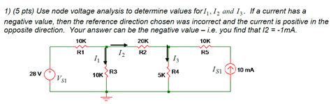 solved use node voltage analysis to determine values for i1