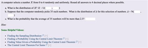 Solved A Computer Selects A Number X From 0 To 6 Randomly