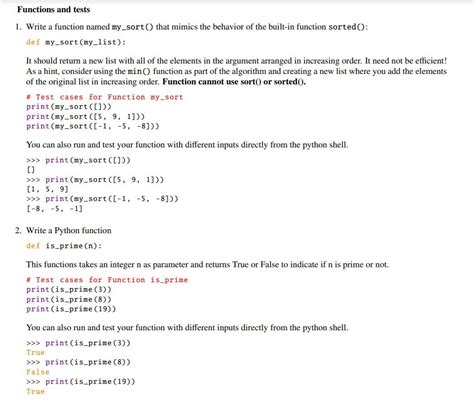 Solved Functions And Tests Write A Function Named My Sort Chegg
