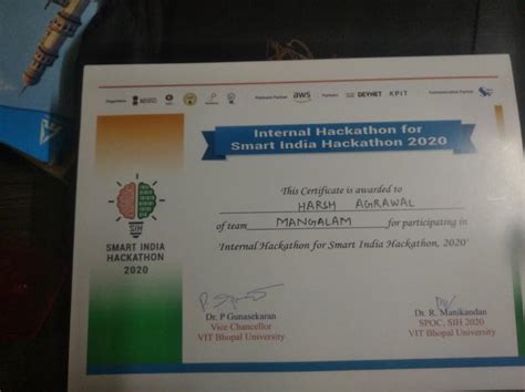 harsh agrawal on linkedin got certificate for appreciation in smart