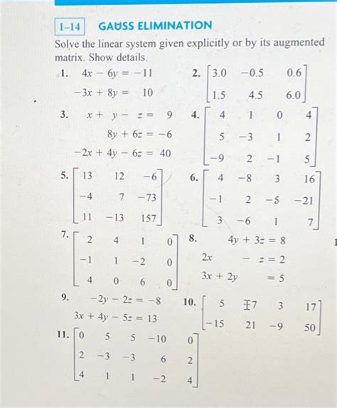 Solved Solve The Linear System Given Explicitly Or By Its Chegg