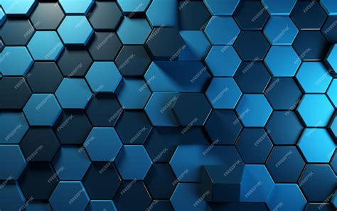 Premium Ai Image Blue Hexagon Pattern3d Rendering