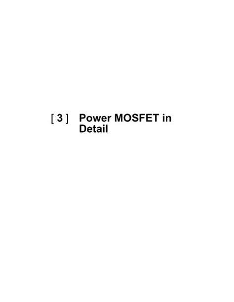 3 Power MOSFET In Detail