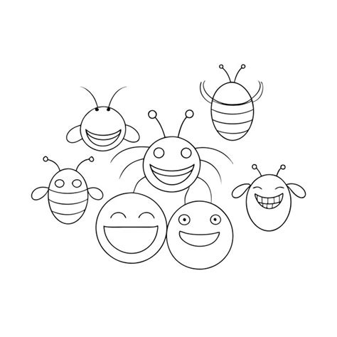 Happy Bug One Line Drawing Coloring Page Premium Ai Generated Vector