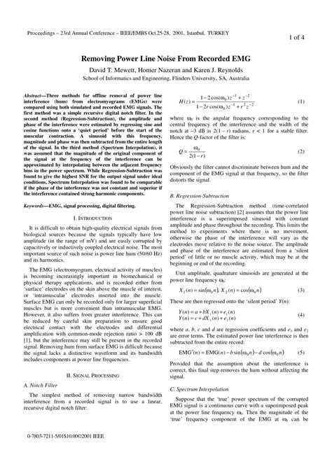 Pdf Removing Power Line Noise From Recorded Emg
