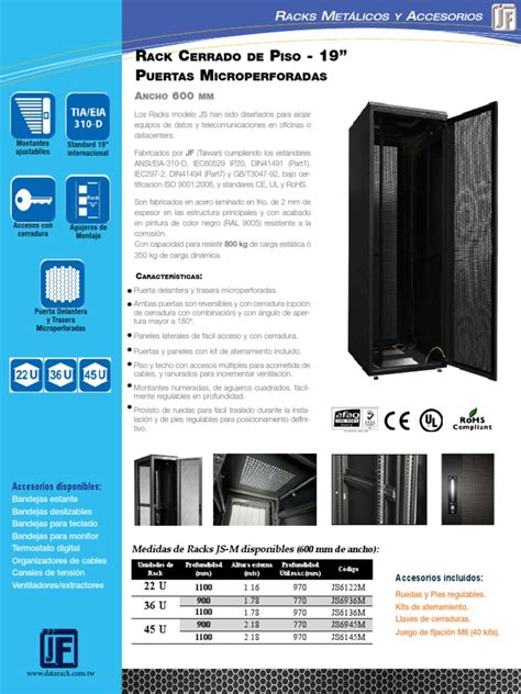 Jf Rack Js Datasheet Microperforado Pdf Equipo Bienes Manufacturados
