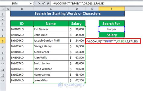 how to perform vlookup with wildcard in excel 2 methods