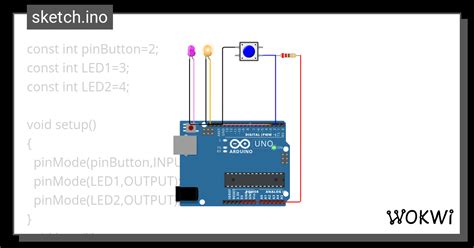 Sktpraktik Kendali 2 Lampu Menggunakan 1 Pushbutton Wokwi Esp32