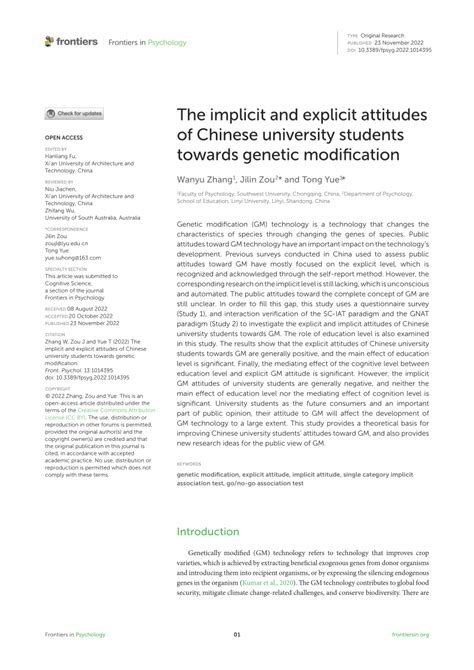 Pdf The Implicit And Explicit Attitudes Of Chinese University
