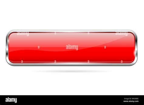Red Glass Button D Shiny Rectangle Icon Vector Illustration Isolated On White Background