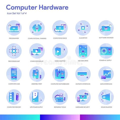 Illustration About Computer Hardware Icon Set Modern Gradient Style Vector Eps 10 For Website