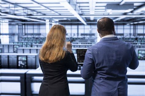 Supervisor Inspecting Server Hub Making Sure Rigs Are Functioning Optimally Stock Image Image