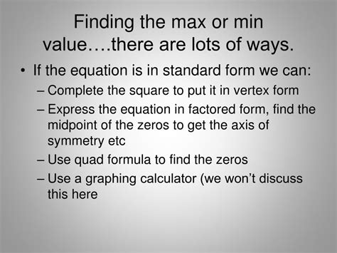 PPT Determining Maximum And Minimum Values Of A Quadratic Function PowerPoint Presentation