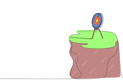 Premium Vector Single One Line Drawing Archery Target Without Arrows On A Cliff Dartboard On