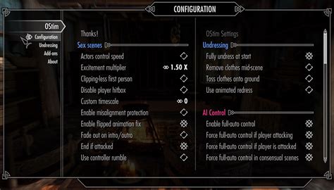 SSEBP MCM Menu Settings