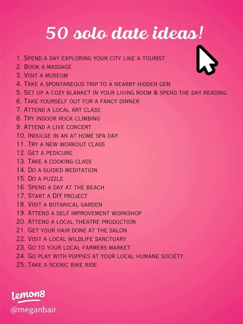 Lemon Solo Date Ideas Meganbair Self Improvement Tips Self Confidence Tips How To