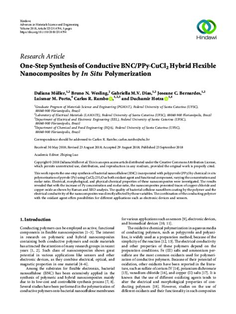 One Step Synthesis Of Conductive Bncppy·cucl2 Hybrid Flexible