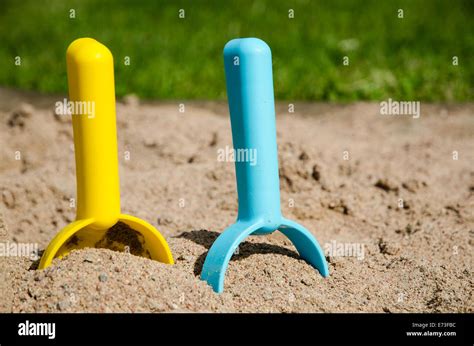 Closeup Of Colorful Sandbox Tools Conceptual Sandbox Level Image Stock Photo Alamy