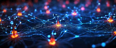 Abstract Neural Network Visualization With Glowing Nodes Stock