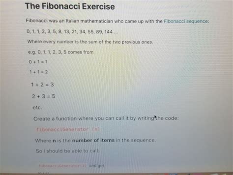 Solved The Fibonacci Exercise Fibonacci Was An Italian Chegg