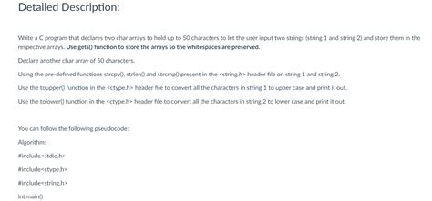 Solved Detailed Description Write A C Program That Declares