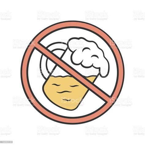 알코올 음료 색상 아이콘이 없습니다 금지 된 라벨을 마시는 칵테일 잔 알코올 무료 드라이 바 스티커 냉정한 알코올 중독 주의 기호 거품 고립 벡터 일러스트와 맥주 머그잔