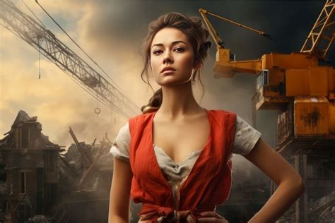 Physical Crane Woman Operator Building Generate Ai