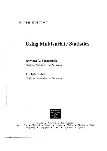 Using Multivariate Statistics By Barbara G Tabachnick Open Library