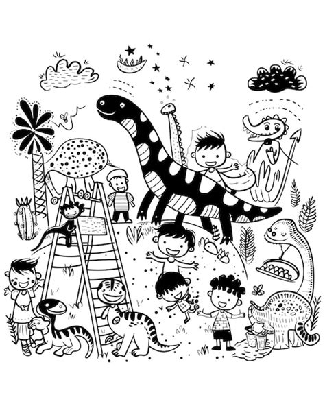 Иллюстрация для красочных книг для детей черно белая иллюстрация Премиум векторы