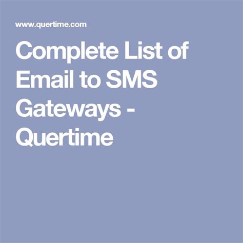 Complete List Of Email To Sms Gateways Sms Email Gateway