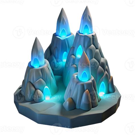 elegant minimalist Enchanted Ice Peaks 3D Render 4K 56760800 PNG