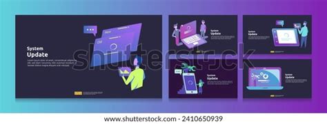Data Synchronize Process Installation Program Update Stock Vector