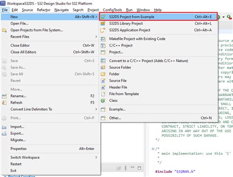 Howto Create New Project From Example ‘rsdks32dstemplate Nxp