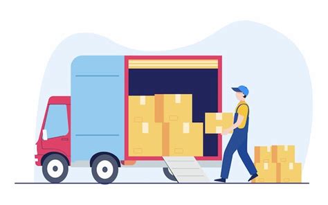 Premium Vector Worker Loading Truck